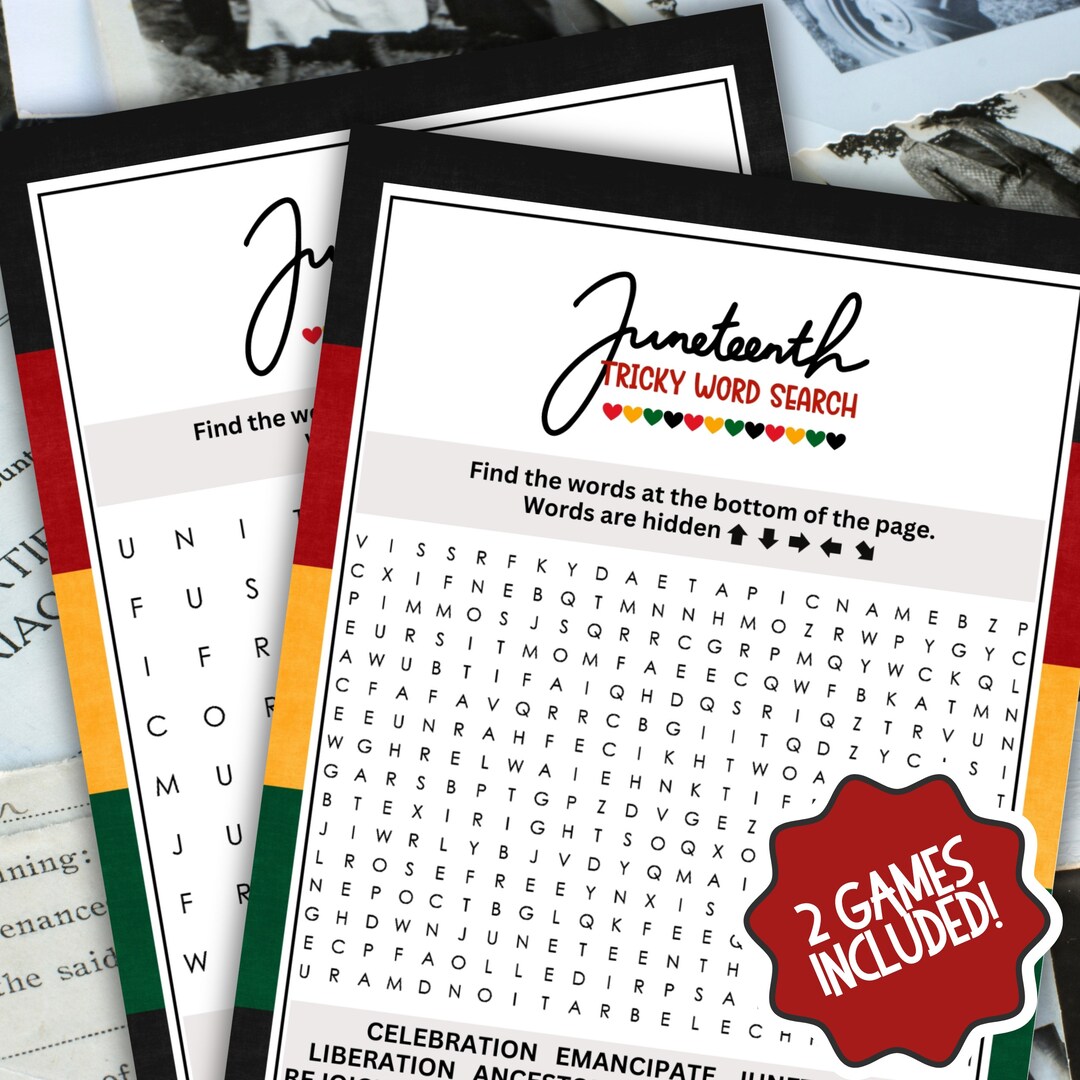 Juneteenth Word Search Game: African American History (digital Download ...