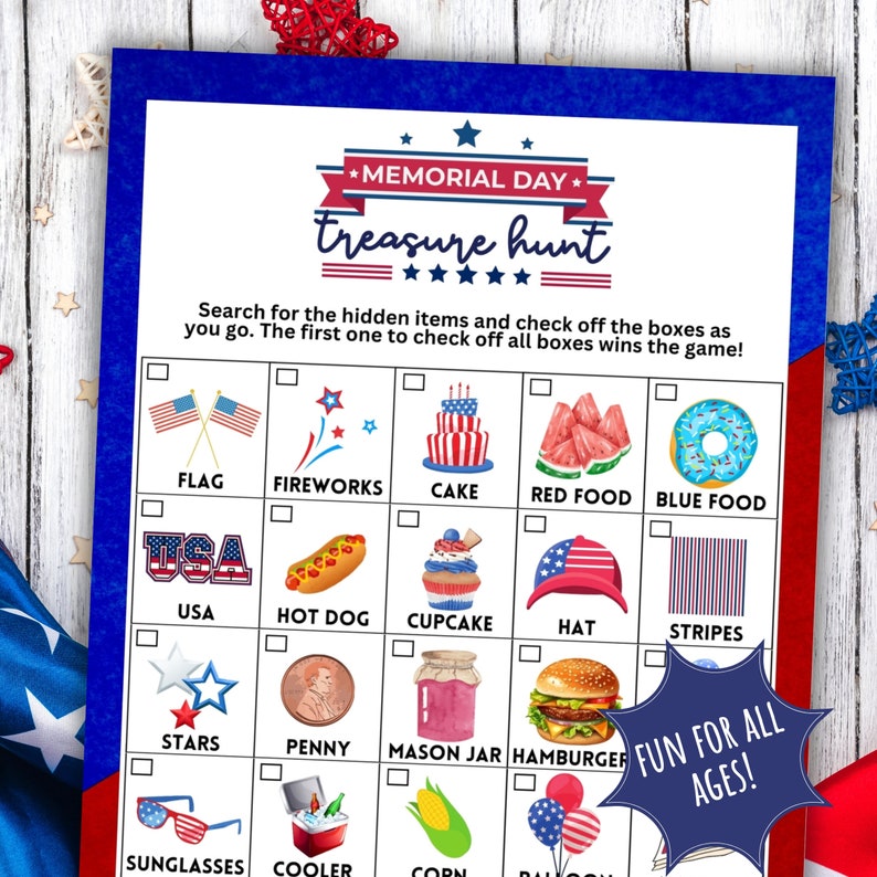 Memorial Day Treasure Hunt Game: Printable Party Activity (PDF) - Etsy