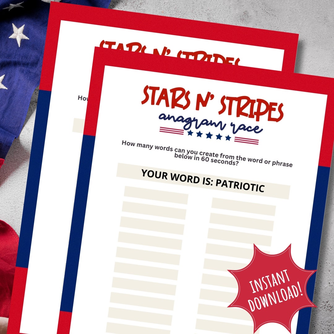 Patriotic Party Games - Anagram Word Search and Scramble Activity ...