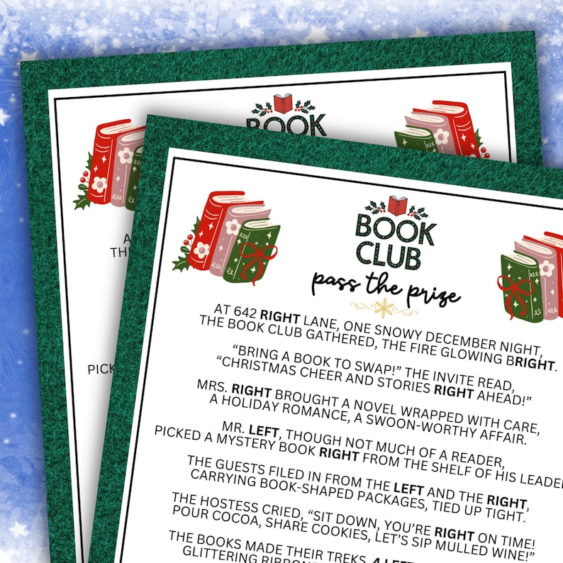 Christmas Book Club Game: Pass the Prize Holiday Activity (PDF Download ...