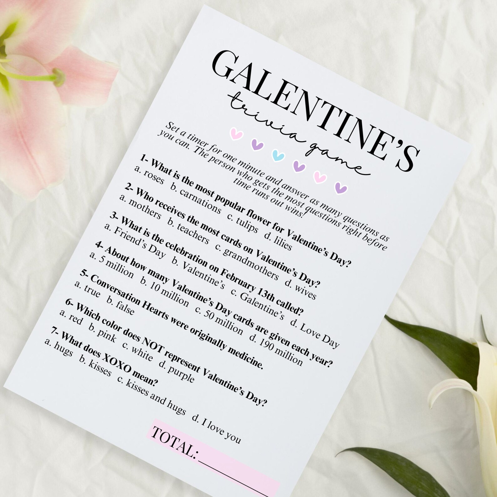 Galentines Trivia Pop Quiz Fun Questionnaire for Girls Night Ladies ...