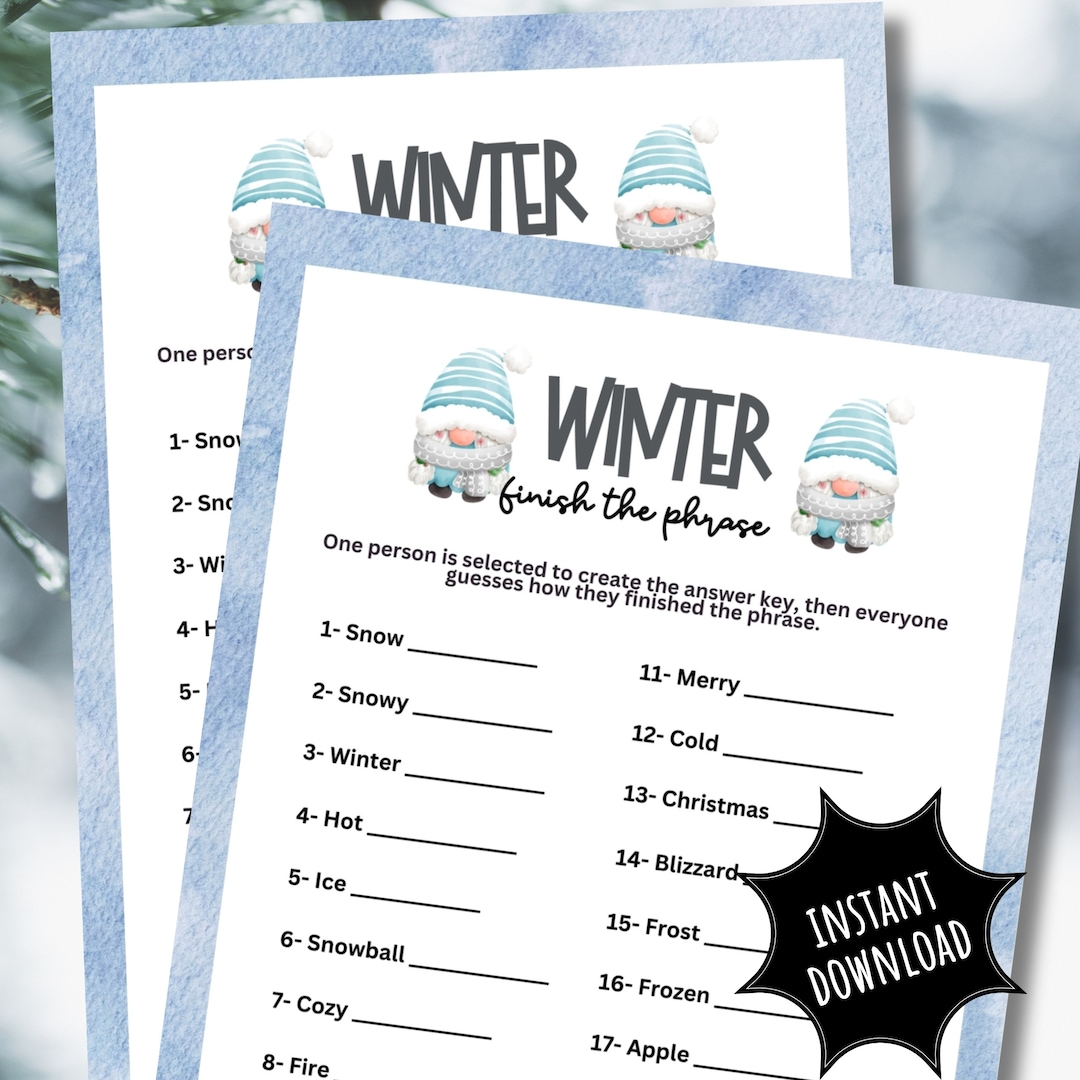 Winter Word Game Cabin Party Fun Fireplace Trivia Indoor Activity ...
