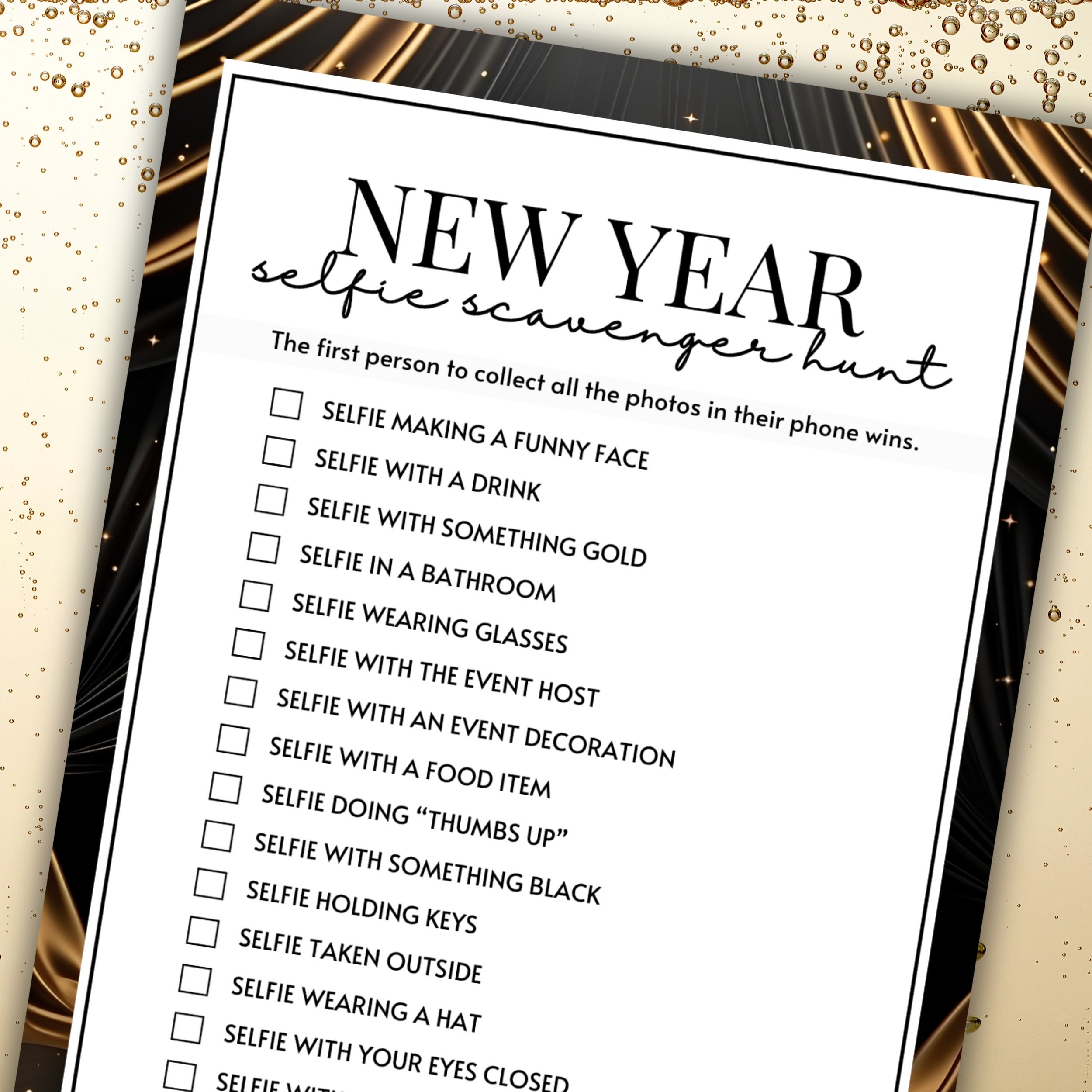 New Year's Eve Selfie Scavenger Hunt Smartphone Photo Party Game ...