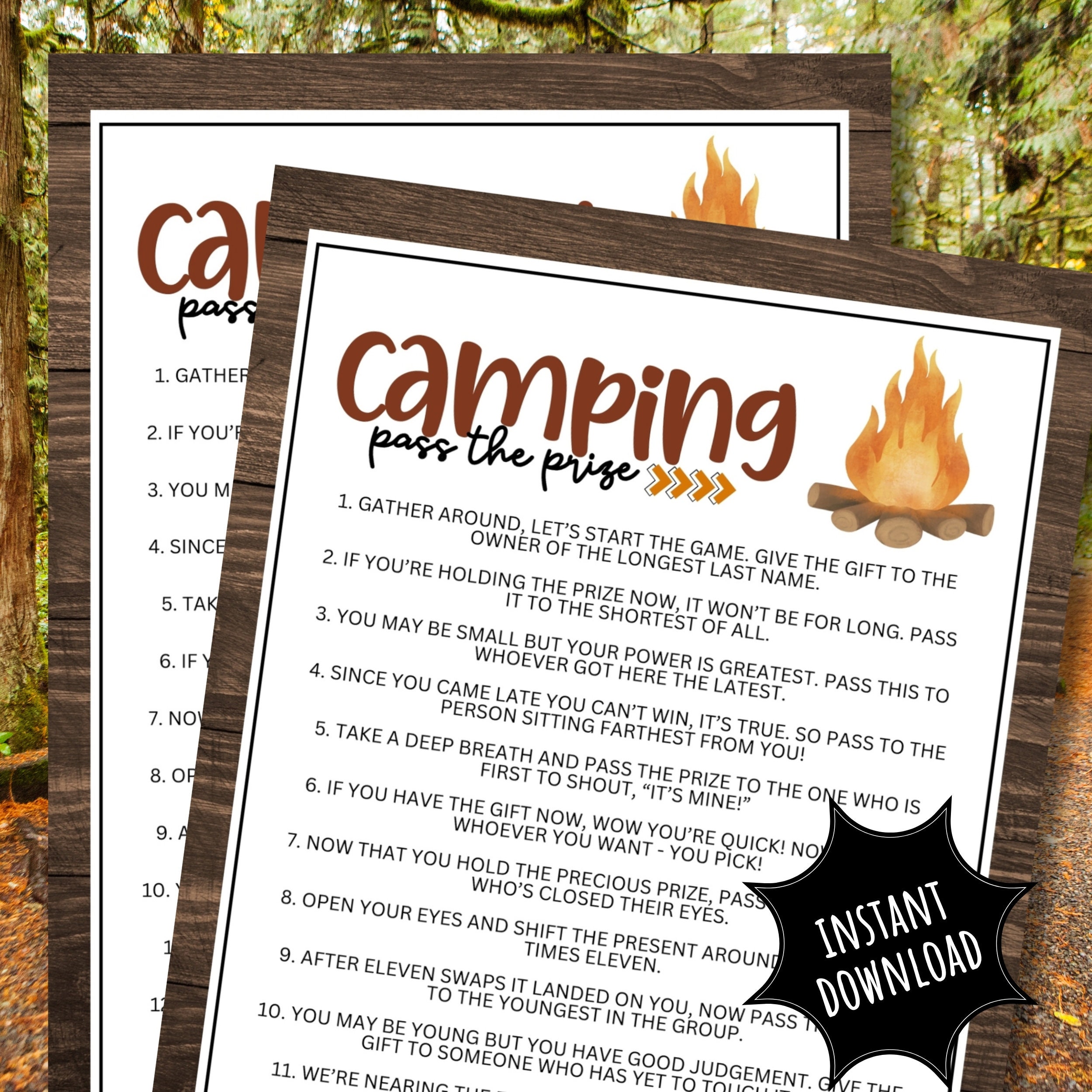 Camping RV Road Trip Pass the Prize Game Activity for Family Adventure ...