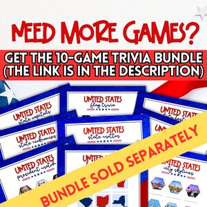 US State Capitals Trivia Party Game for Tweens Kids Seniors and Adults ...