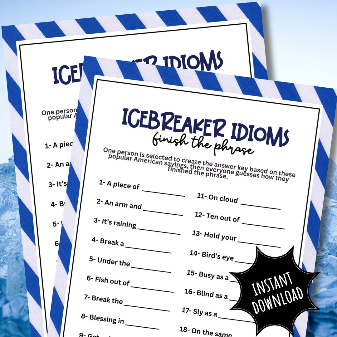 Mix & Mingle Icebreaker Finish the Phrase Printable Game Word Trivia ...