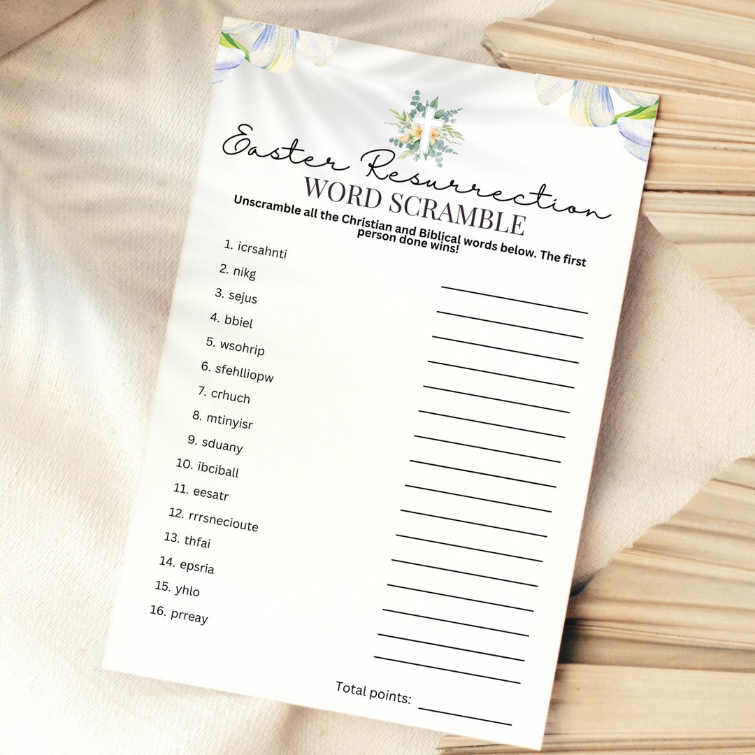 Easter Sunday Word Scramble: Christian Bible Game (digital Download) - Etsy