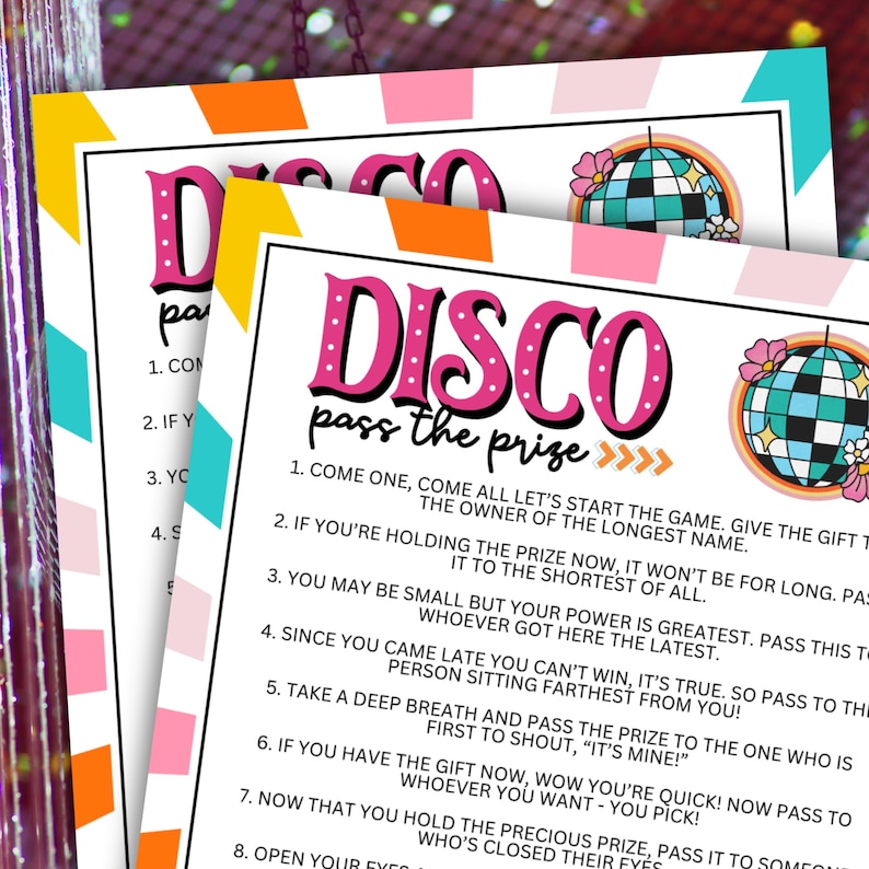 Disco Pass the Prize Game: 70s Retro Party (PDF Download) - Etsy