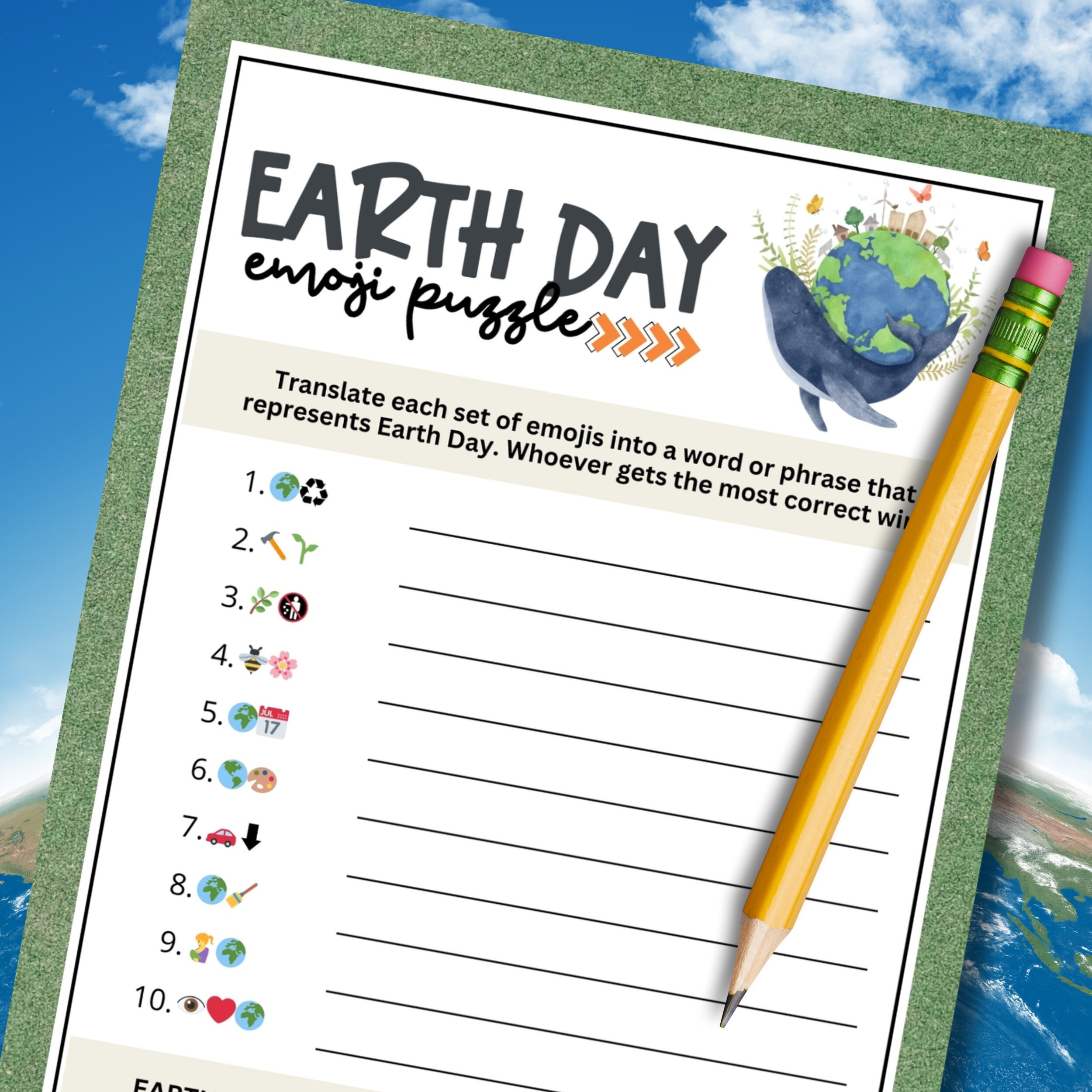 Earth Day Emoji Pictionary Puzzle Game Teacher Resource for Kids in ...