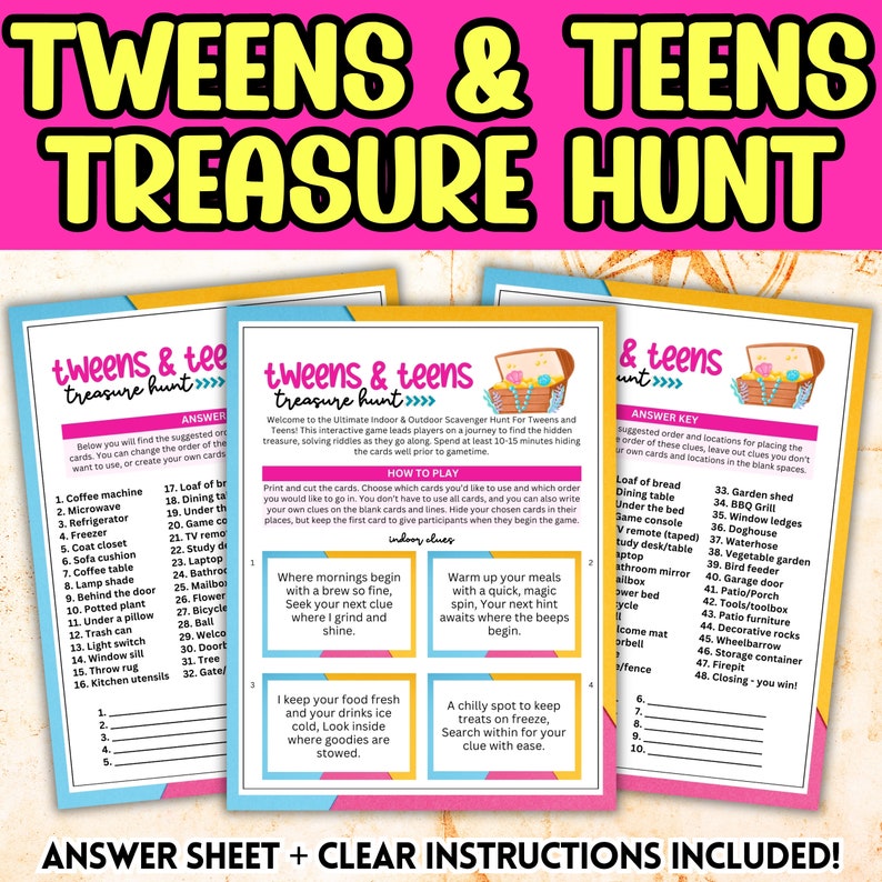 Tween Scavenger Hunt Puzzles Outdoor and Indoor for Teenage Girls and ...
