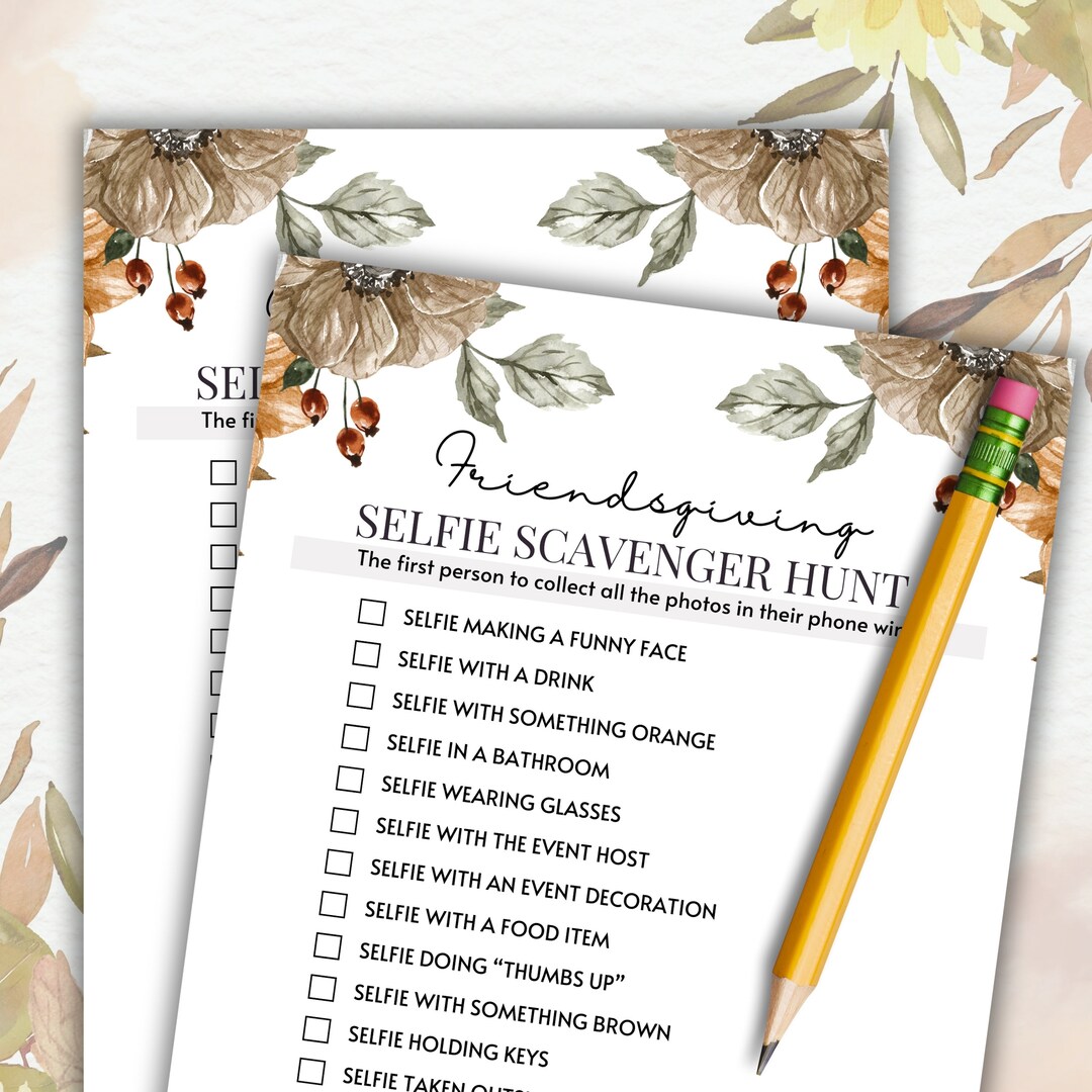 Thanksgiving Selfie Scavenger Hunt Smartphone Photo Party Game ...