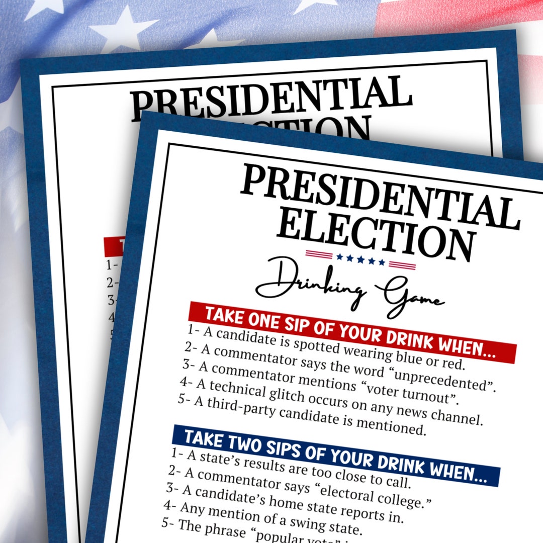 2024 Presidential Election Drinking Game for President Voting Watch ...