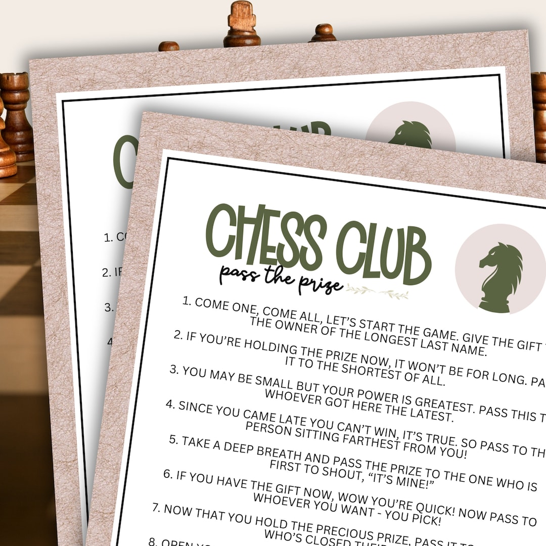 Chess Club Pass the Prize Left Right Meetup Group Printable Game Fun ...
