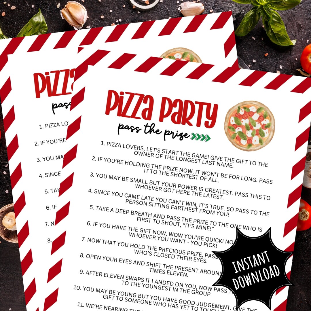 Pizza Party Pass the Prize Left Right Indoor Outdoor Game Activity ...