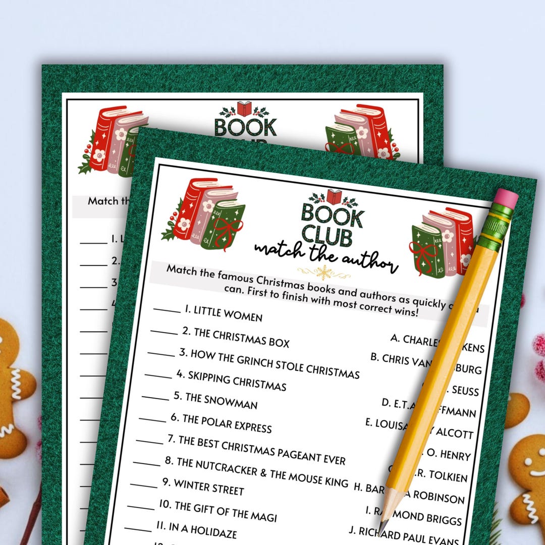 Book Club Christmas Trivia Game: Match the Author to the Holiday Read ...