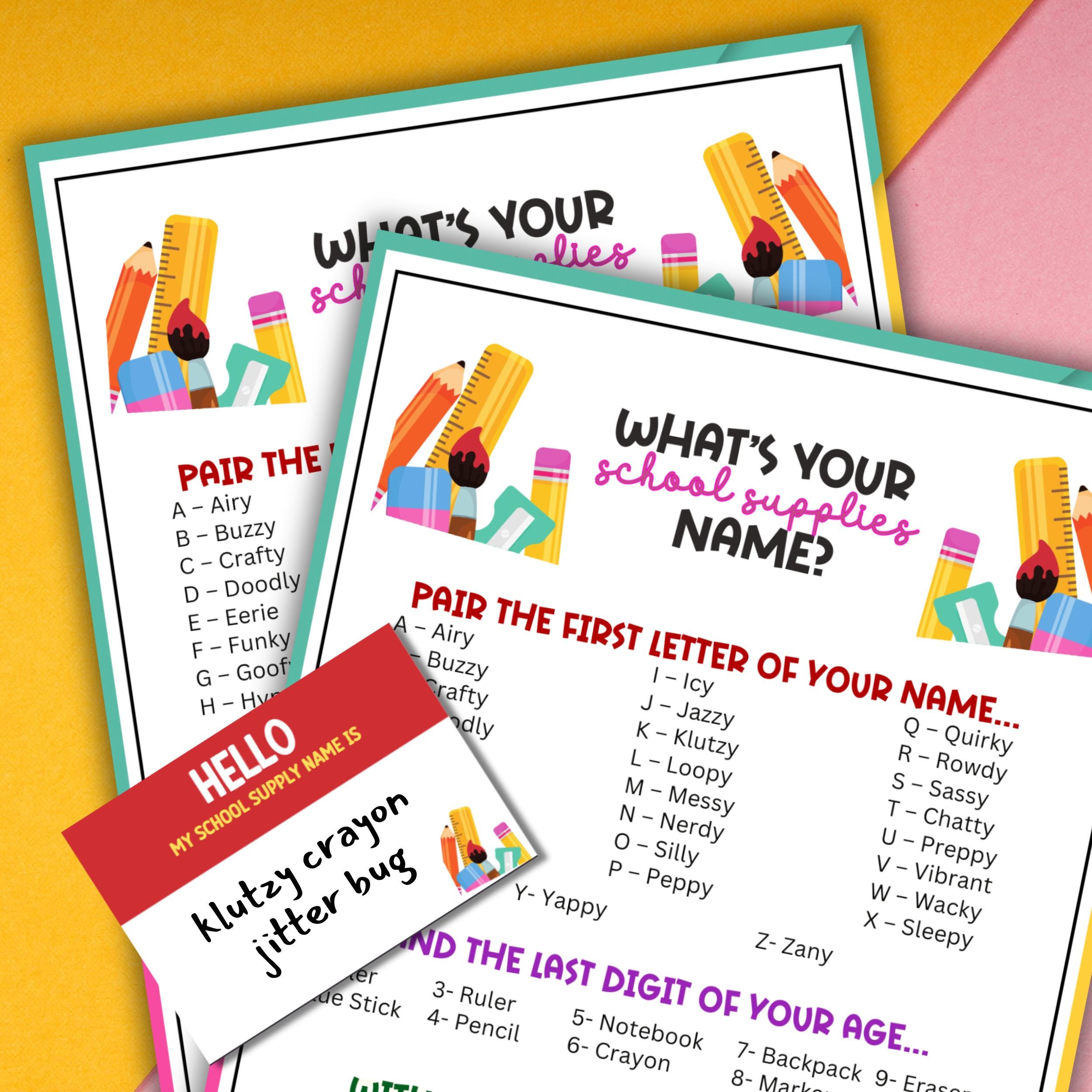 Back to School Name Game: Printable Icebreaker Activity (digital ...