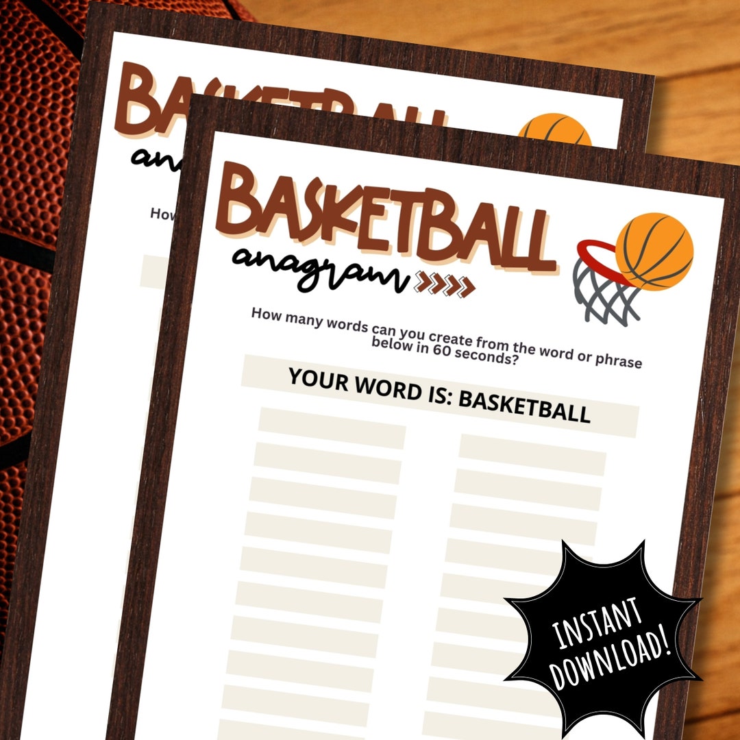 Basketball Party Anagram Word Search Scramble Game for Adults Kids ...