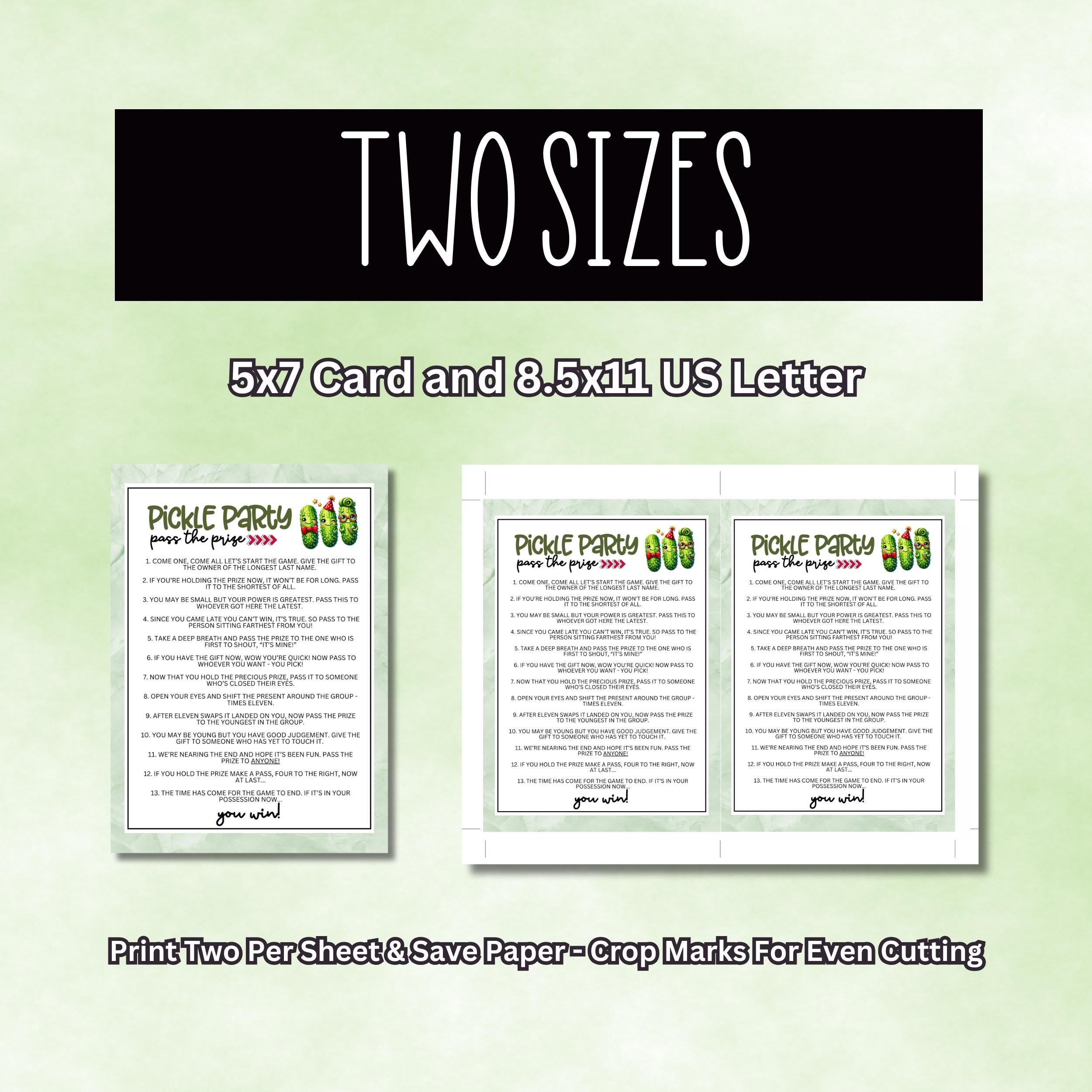 Pickle Party Pass the Prize Game: Kids Birthday, Baby Shower (PDF) - Etsy