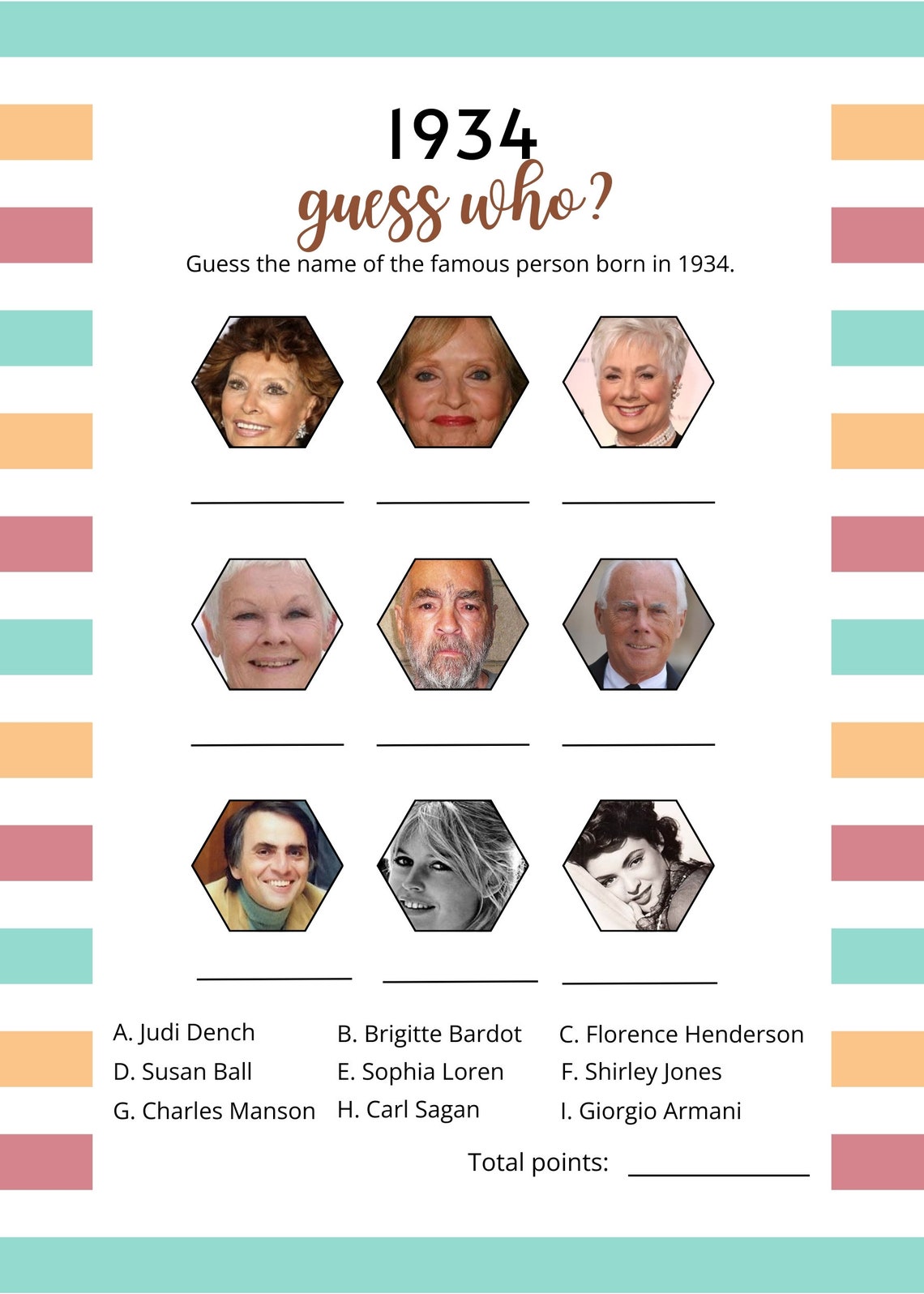 1934 Trivia 90th Birthday Game Bundle (printable Quizzes) - Etsy