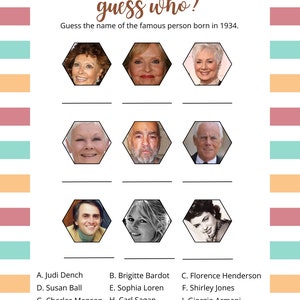 1934 Trivia 90th Birthday Game Bundle (printable Quizzes) - Etsy
