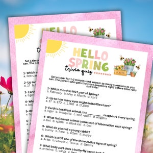 Spring Trivia Printable Multiple Choice Spring Game for Kids and Adults ...