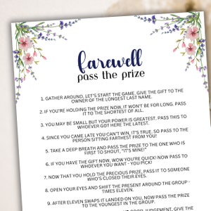 Farewell Party Game: Pass the Prize Printable (digital Download) - Etsy