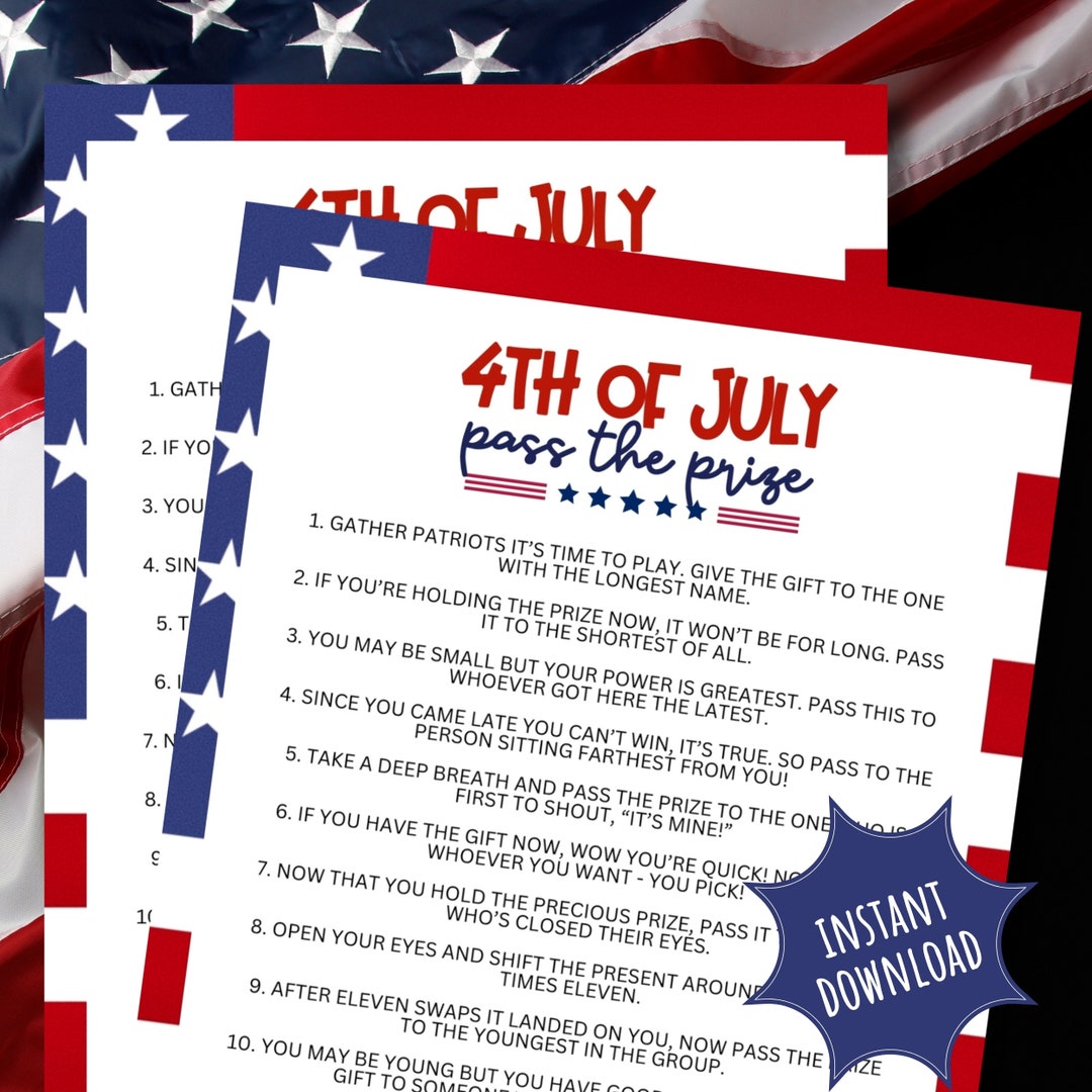 4th of July Pass the Prize Game: Independence Day BBQ (digital Download ...