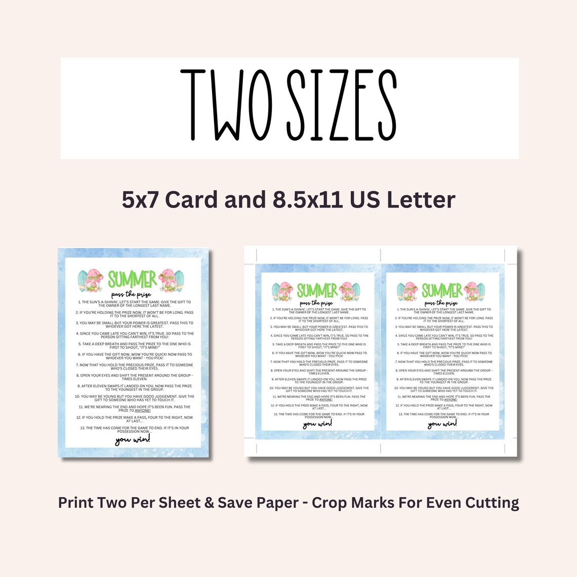 Summer Pass the Prize Game: Family Party Activity (digital Download) - Etsy