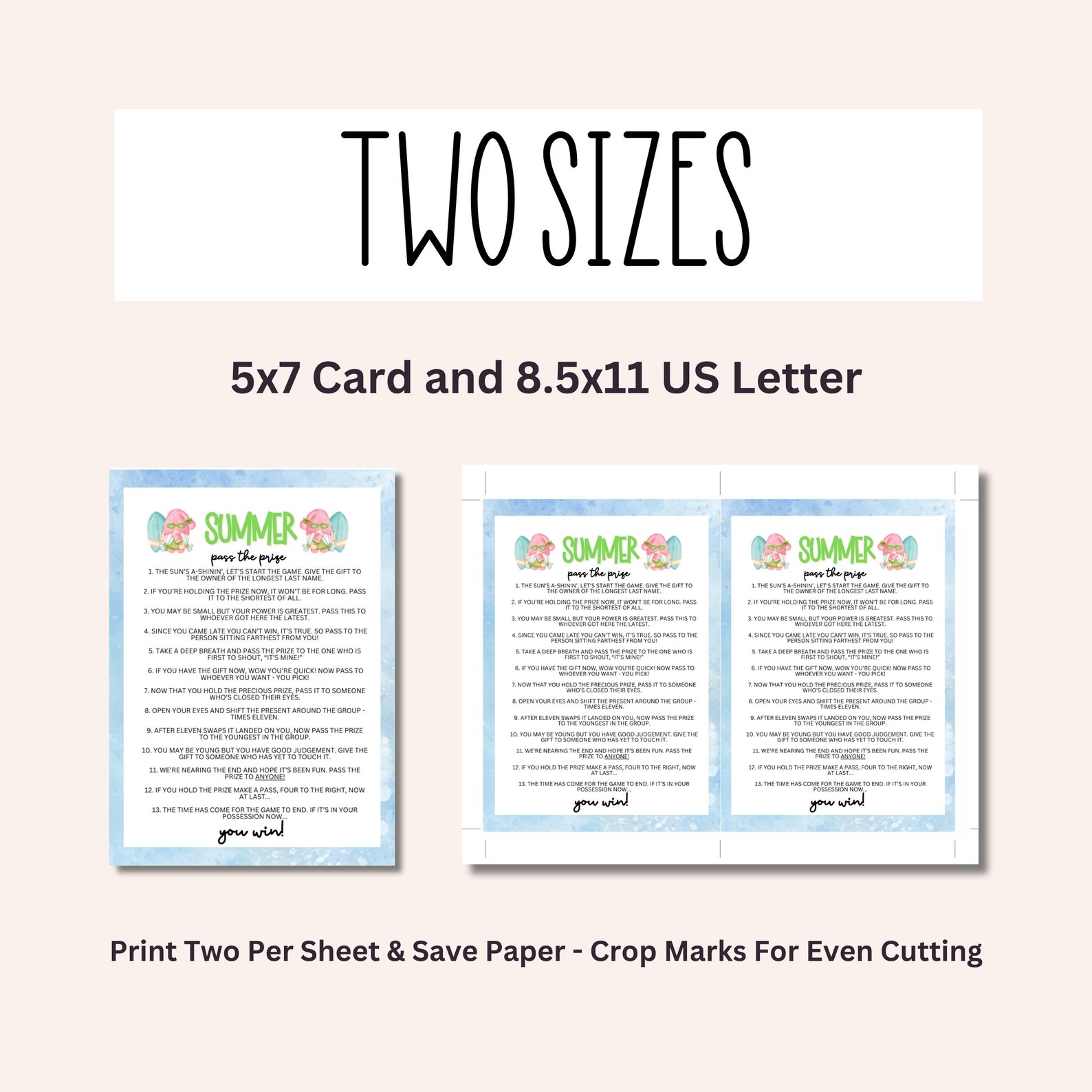 Summer Pass the Prize Game: Family Party Activity (digital Download) - Etsy