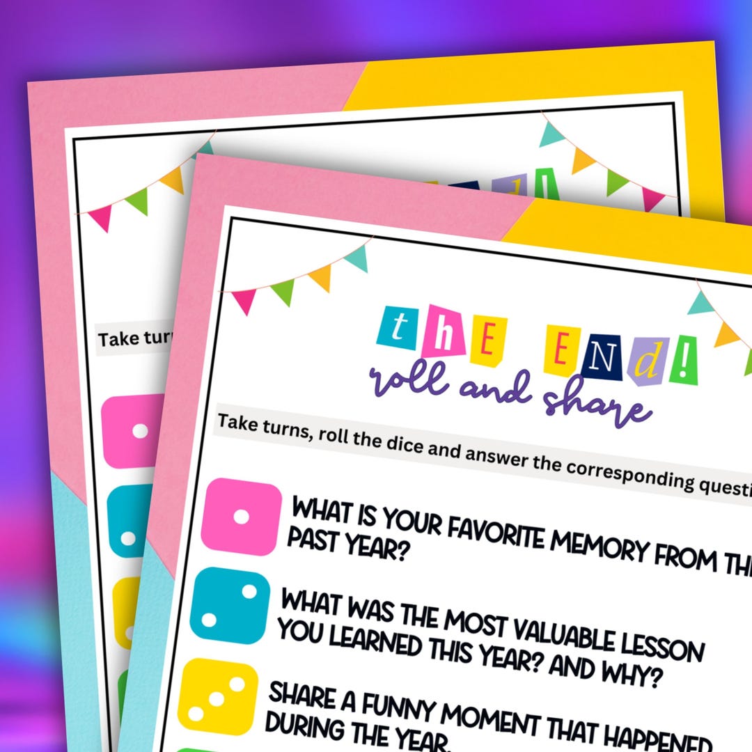 End of Year and Last Day of School Roll and Share Dice Classroom Party ...