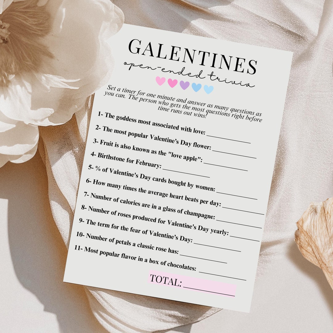 Galentine's Day Trivia Game Quiz for Girls Night or Ladies Luncheon ...