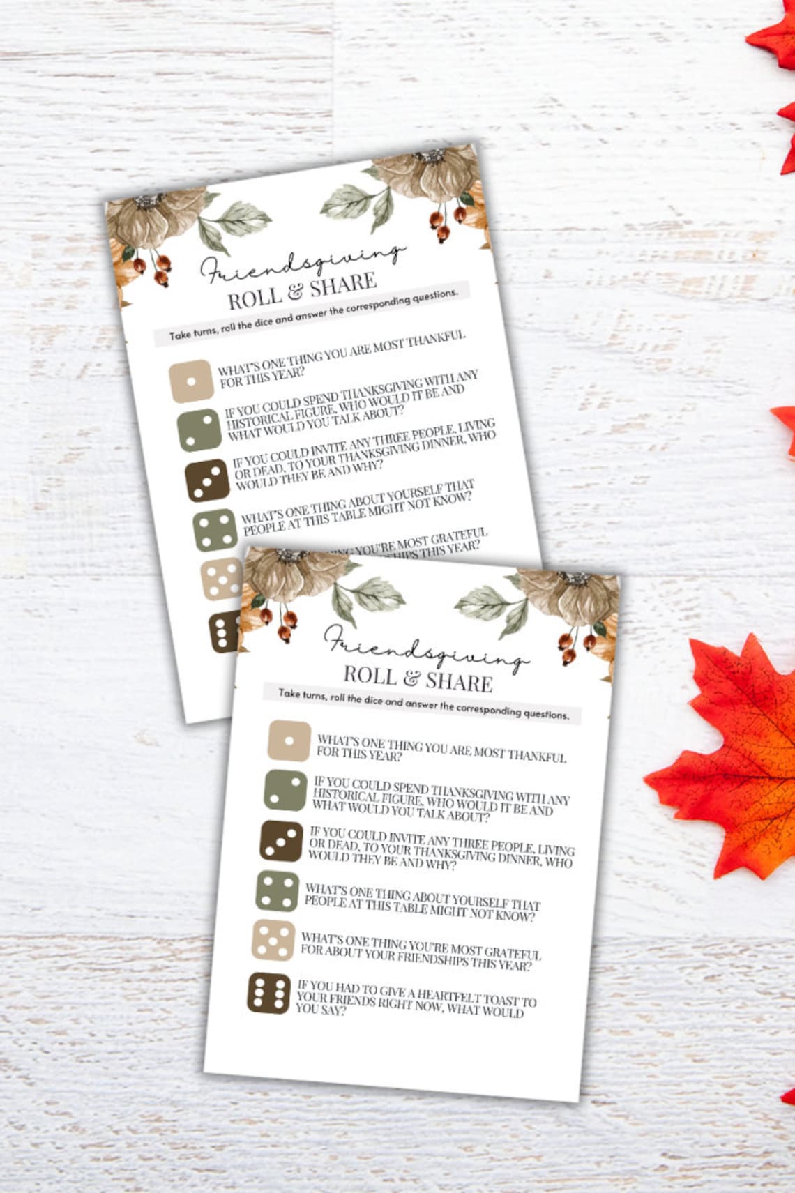 Friendsgiving Roll and Share Game: Thanksgiving Icebreaker (PDF) - Etsy