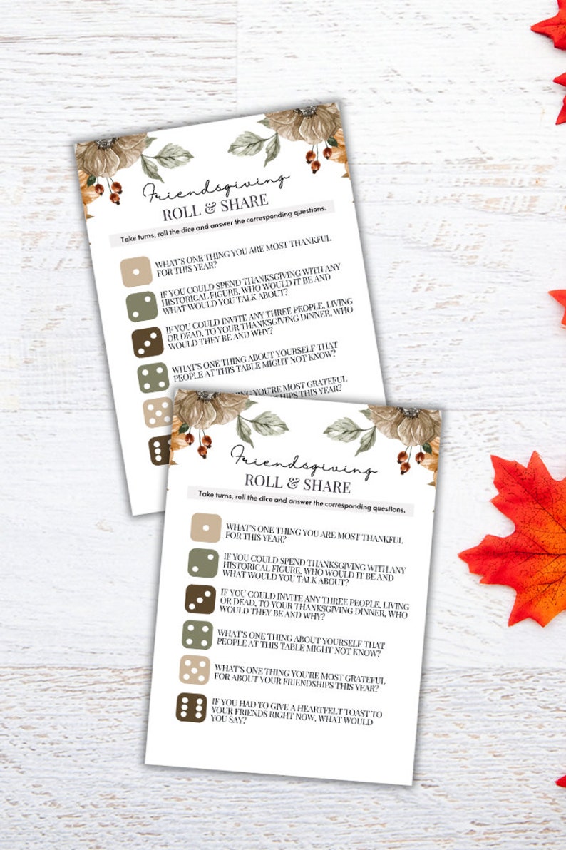 Friendsgiving Roll and Share Dice Game Bonding Secrets Friends Family ...