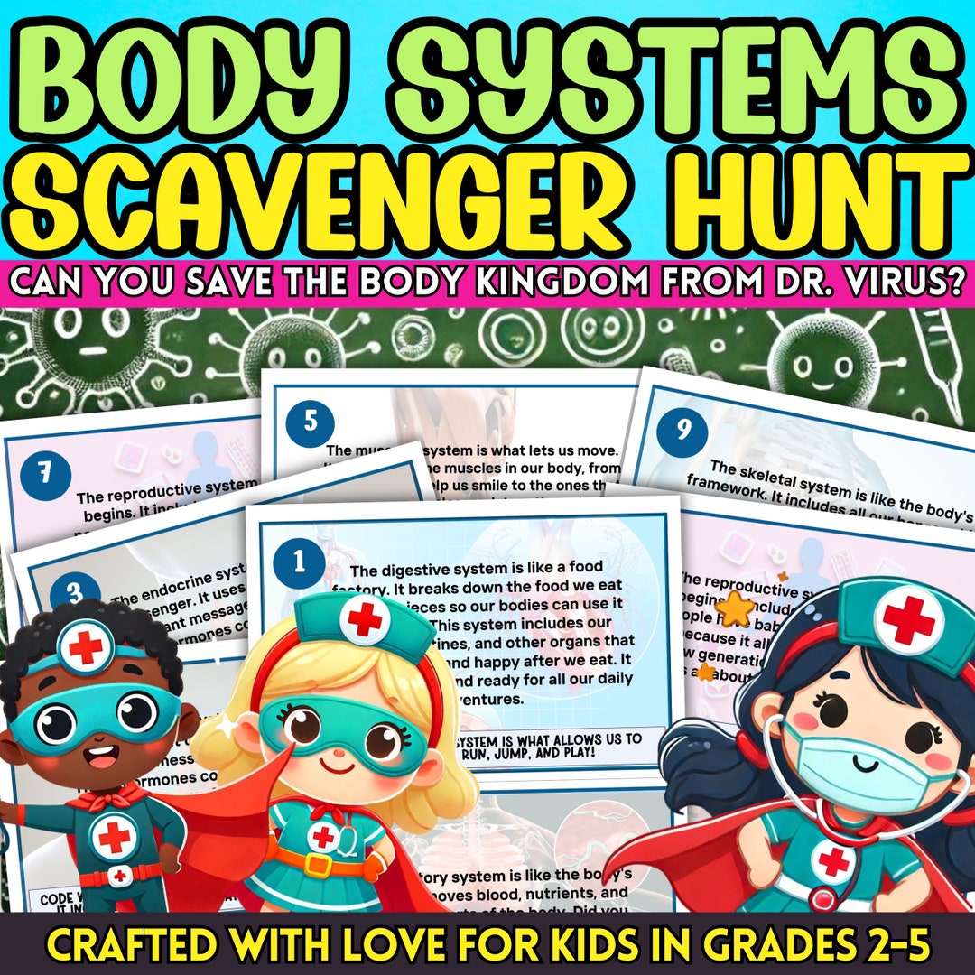 Human Anatomy Activities Printable Scavenger Hunt Game for Kids Age 7 8 ...