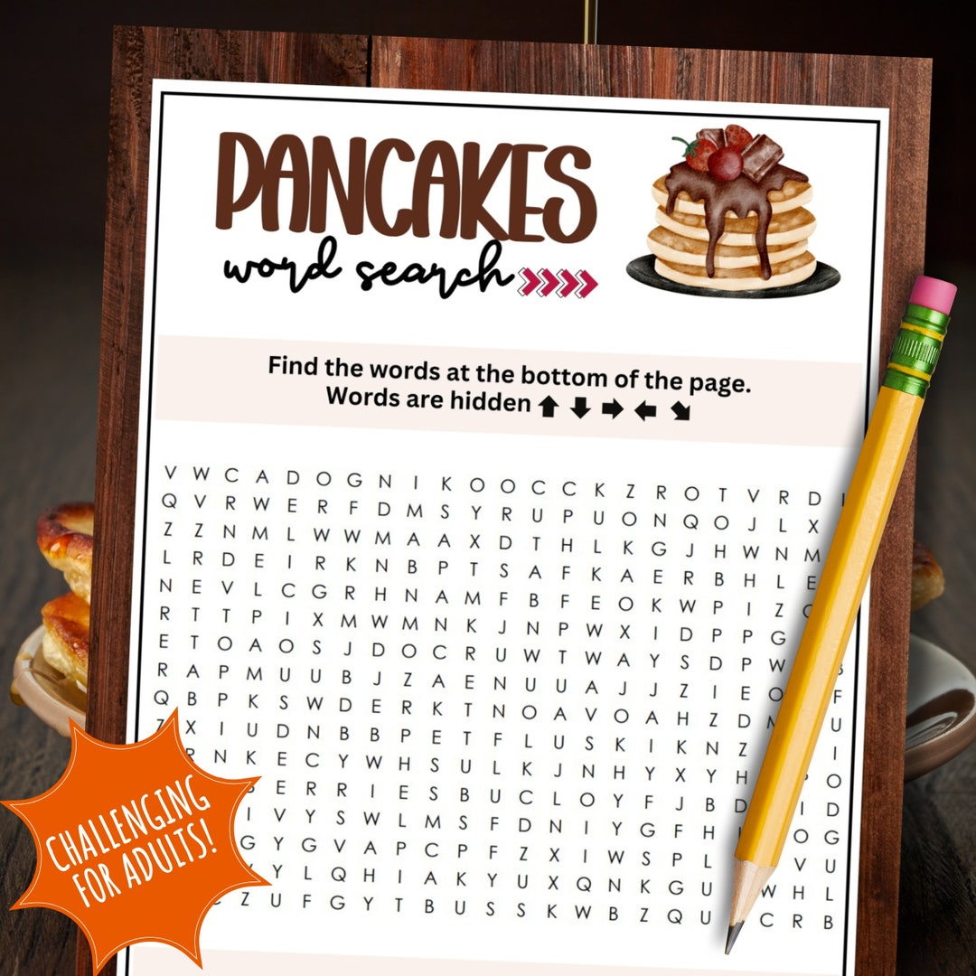 Pancakes and Pajamas HARD Word Search Scramble for Big Kids Teens ...