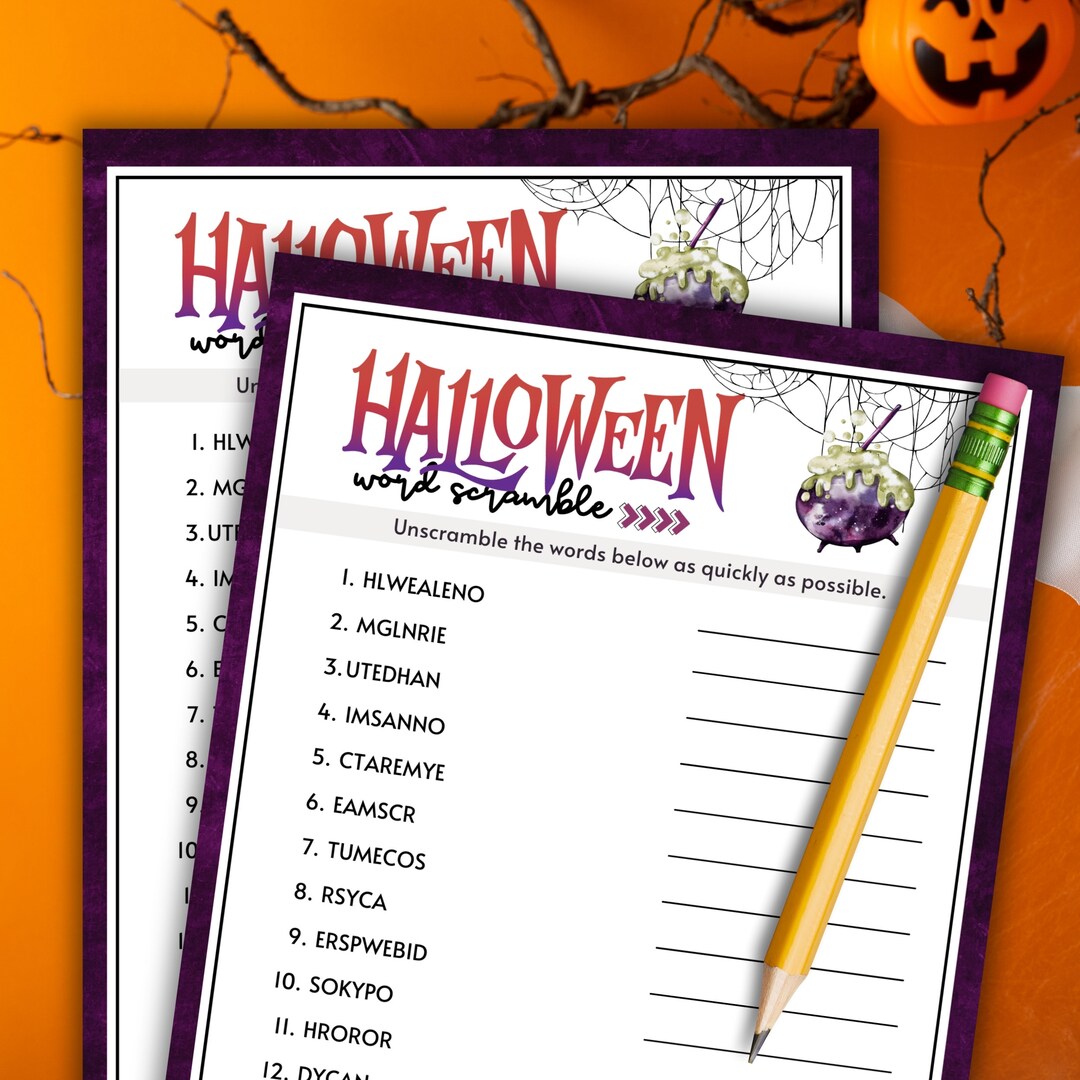 Halloween Word Scramble Game: Printable Party Activity (PDF) - Etsy