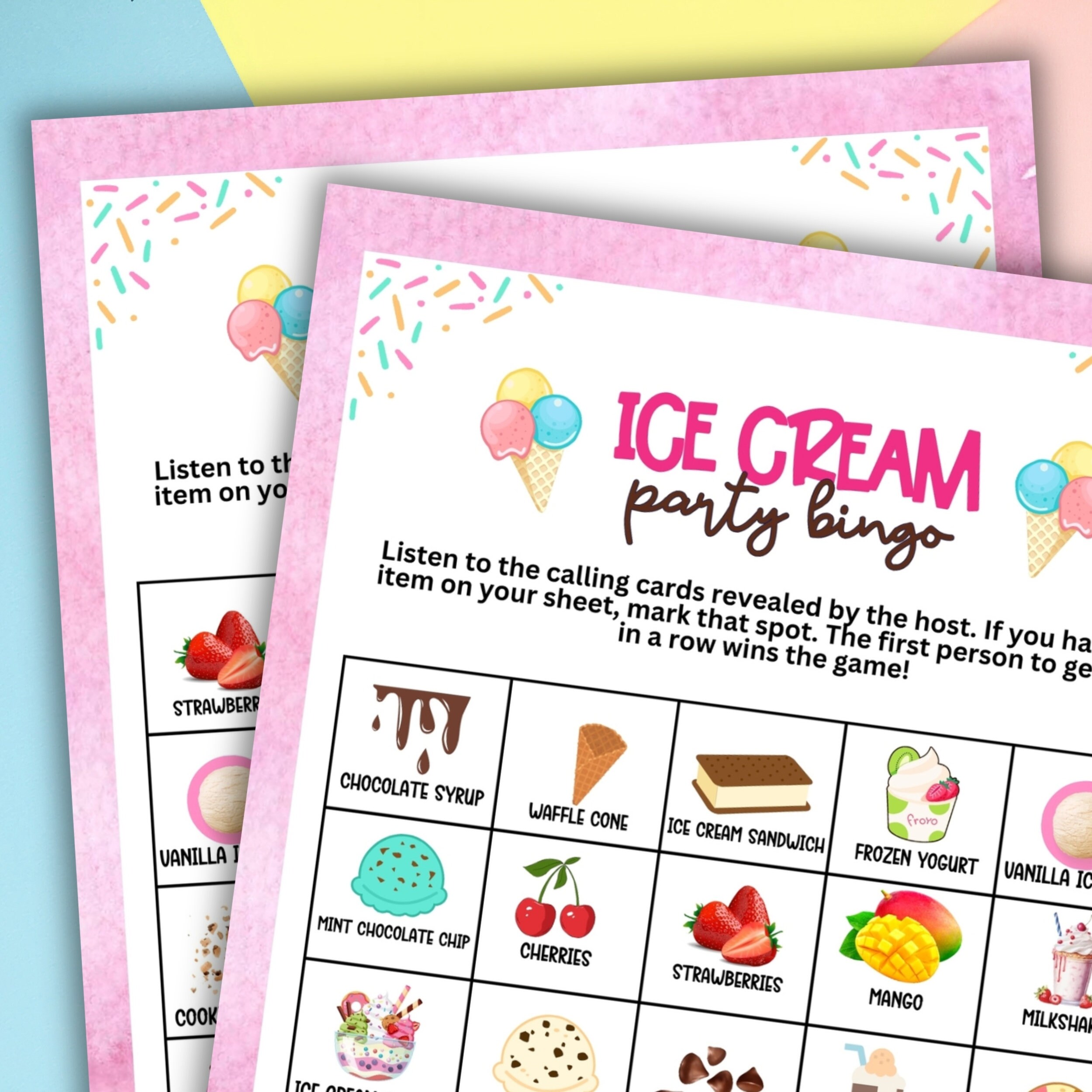 Ice Cream BINGO Party Game for Summer Birthdays Gender Reveal Pool ...