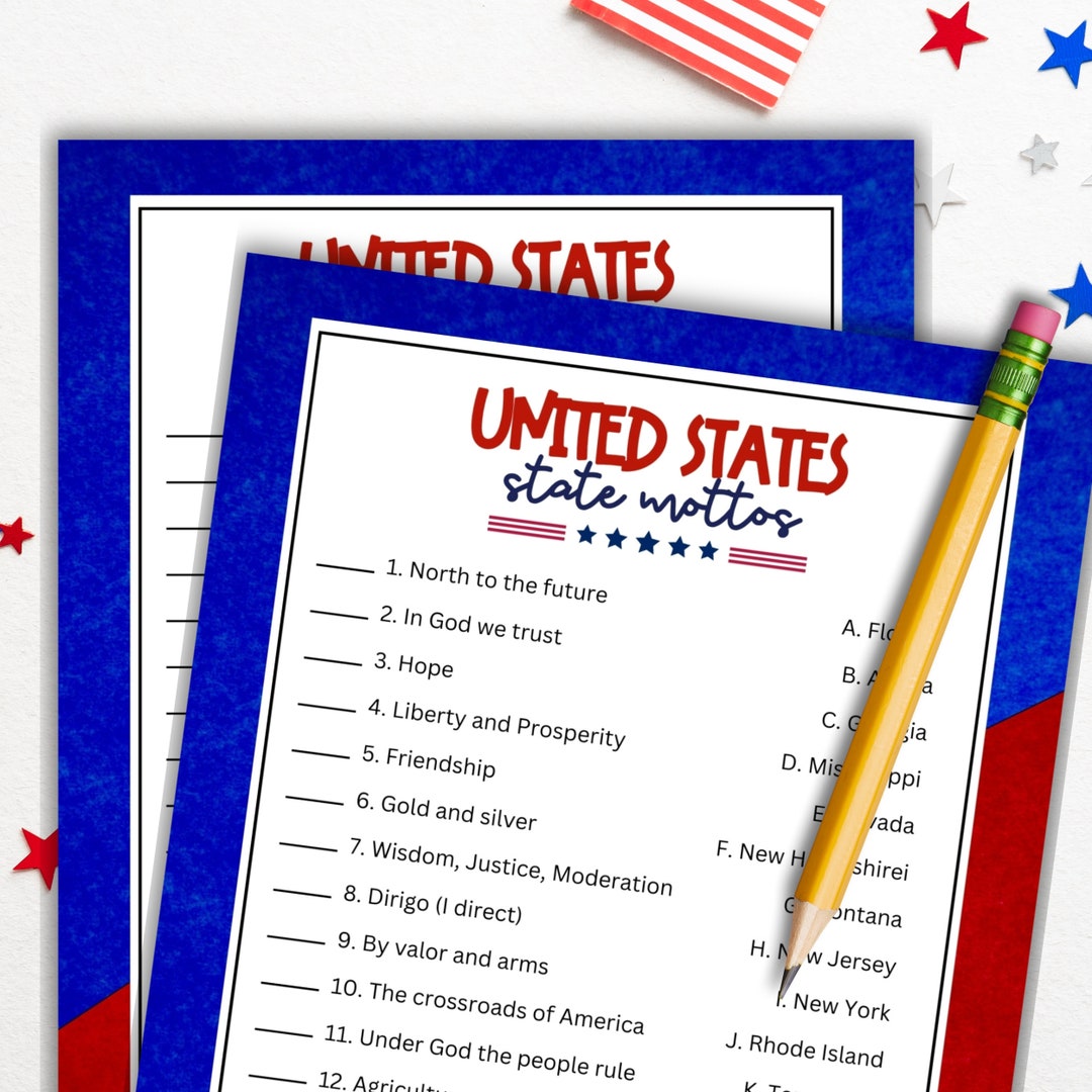 USA State Mottos Trivia Game: Patriotic Party Activity (printable PDF ...