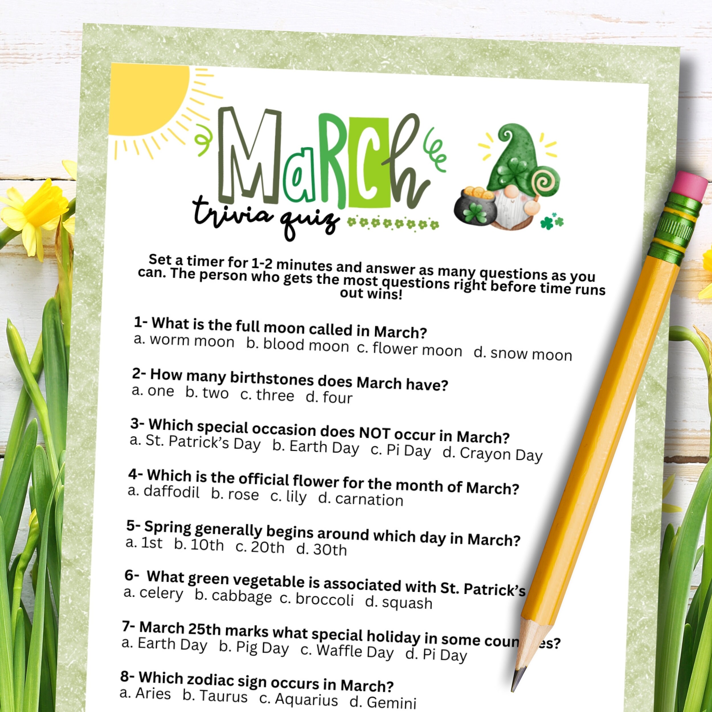 May Trivia Game Printable Month Party Games Springtime Activities for ...