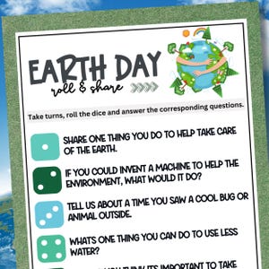 Earth Day Roll and Share Dice Game Getting to Know You Small Group ...