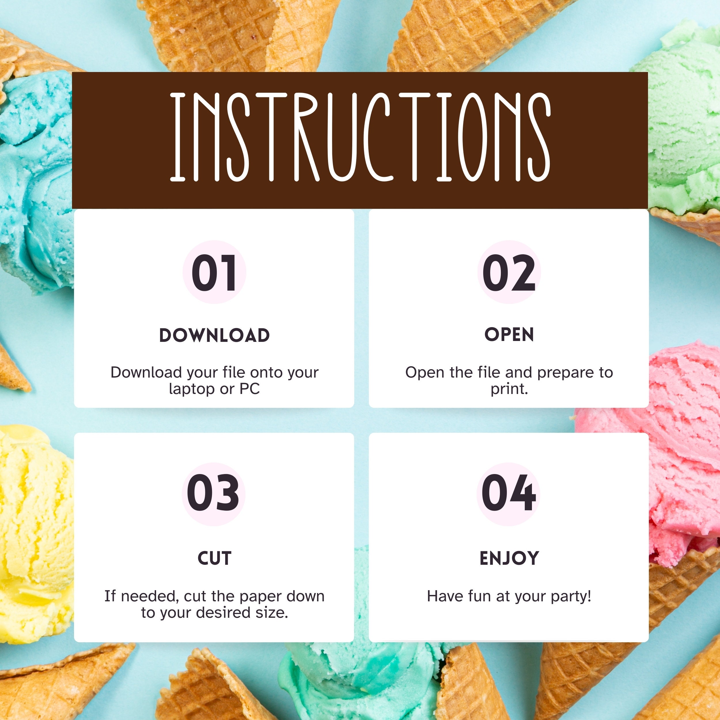 Ice Cream Word Search for National Ice Cream Day and Month Summer Party ...