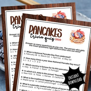 Pancake Party Trivia Quiz Questionnaire for Pancakes and Pajamas on ...