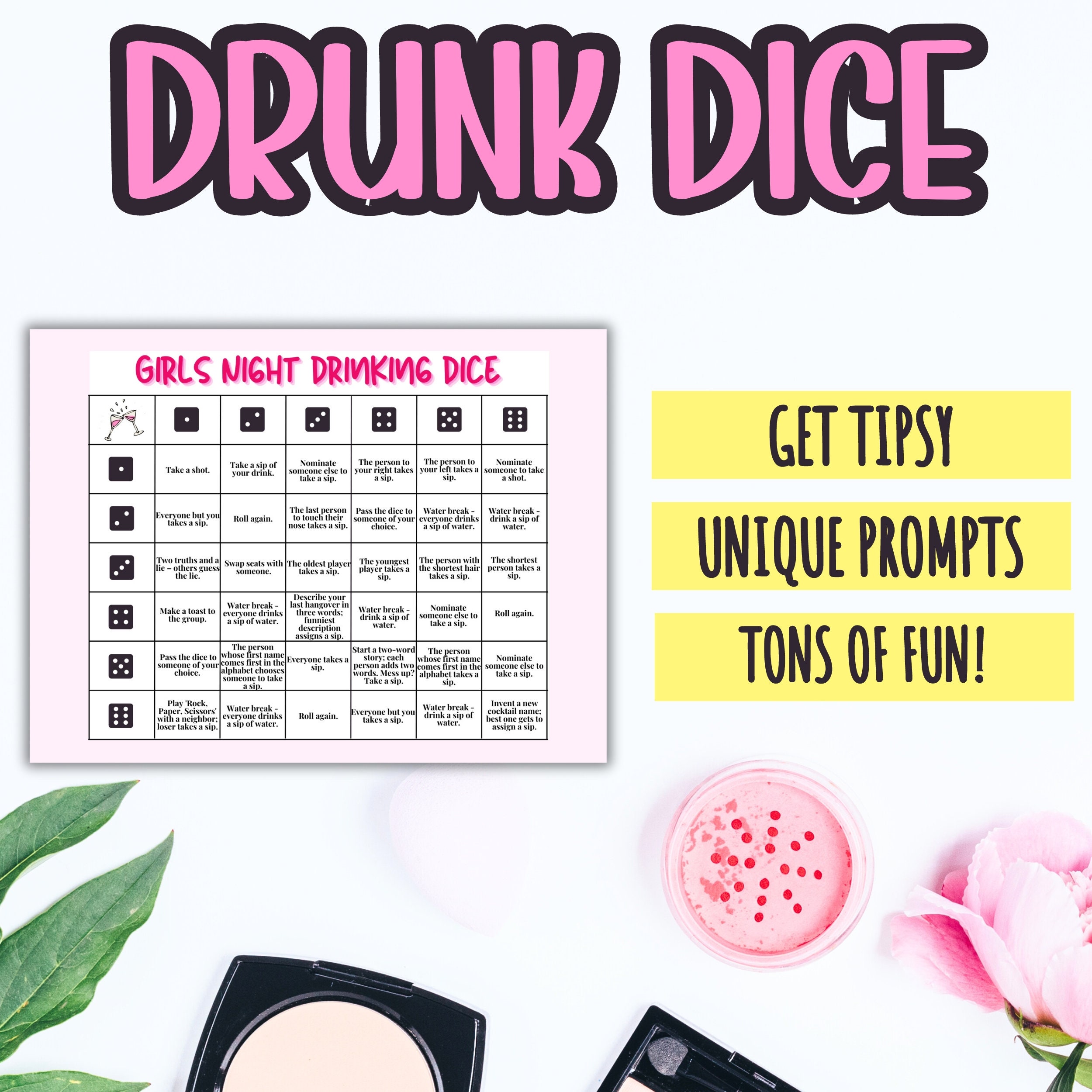 Girls Night Dice Board Adult Drinking Party Games and Conversation ...