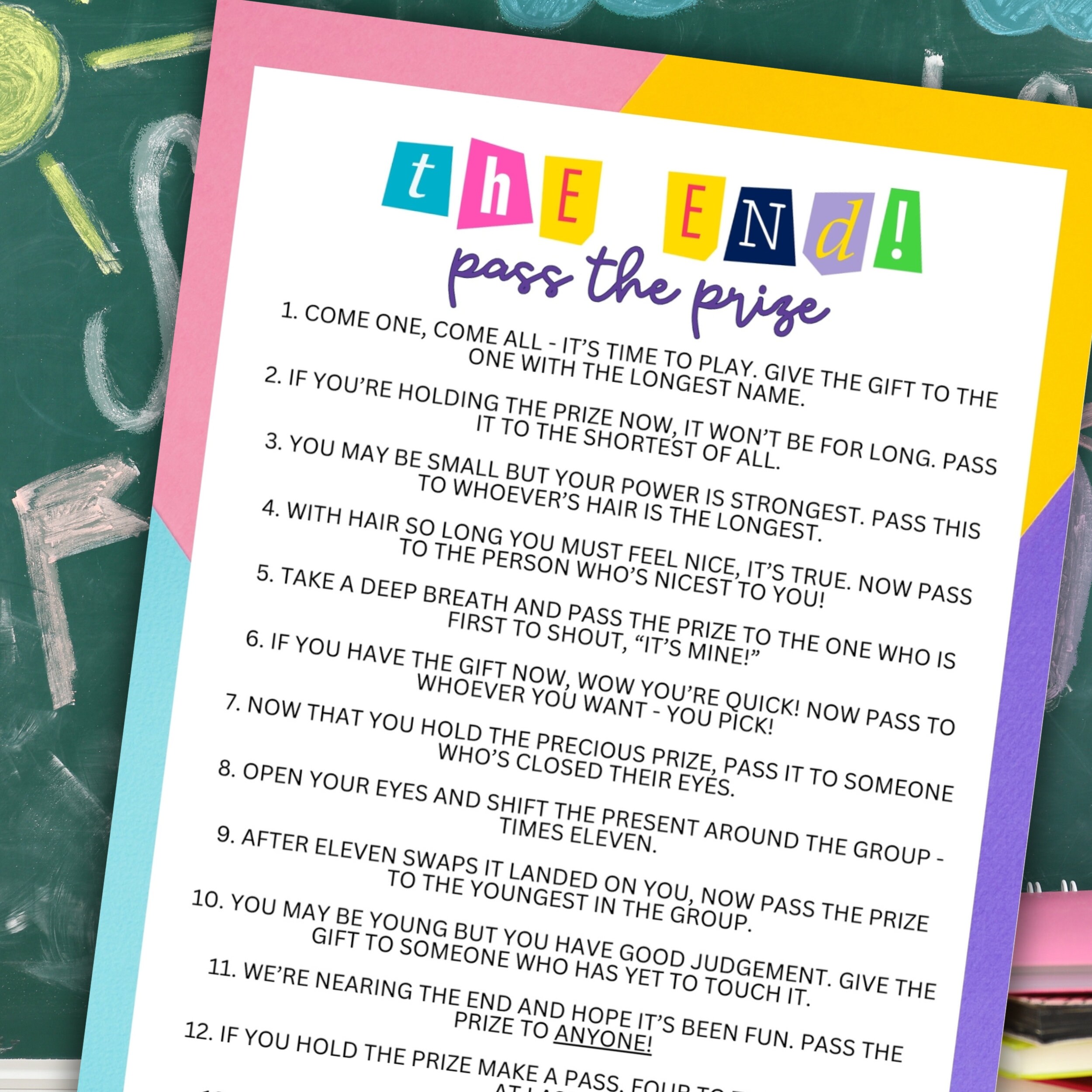 End of Year and Last Day of School Pass the Prize Left to Right ...