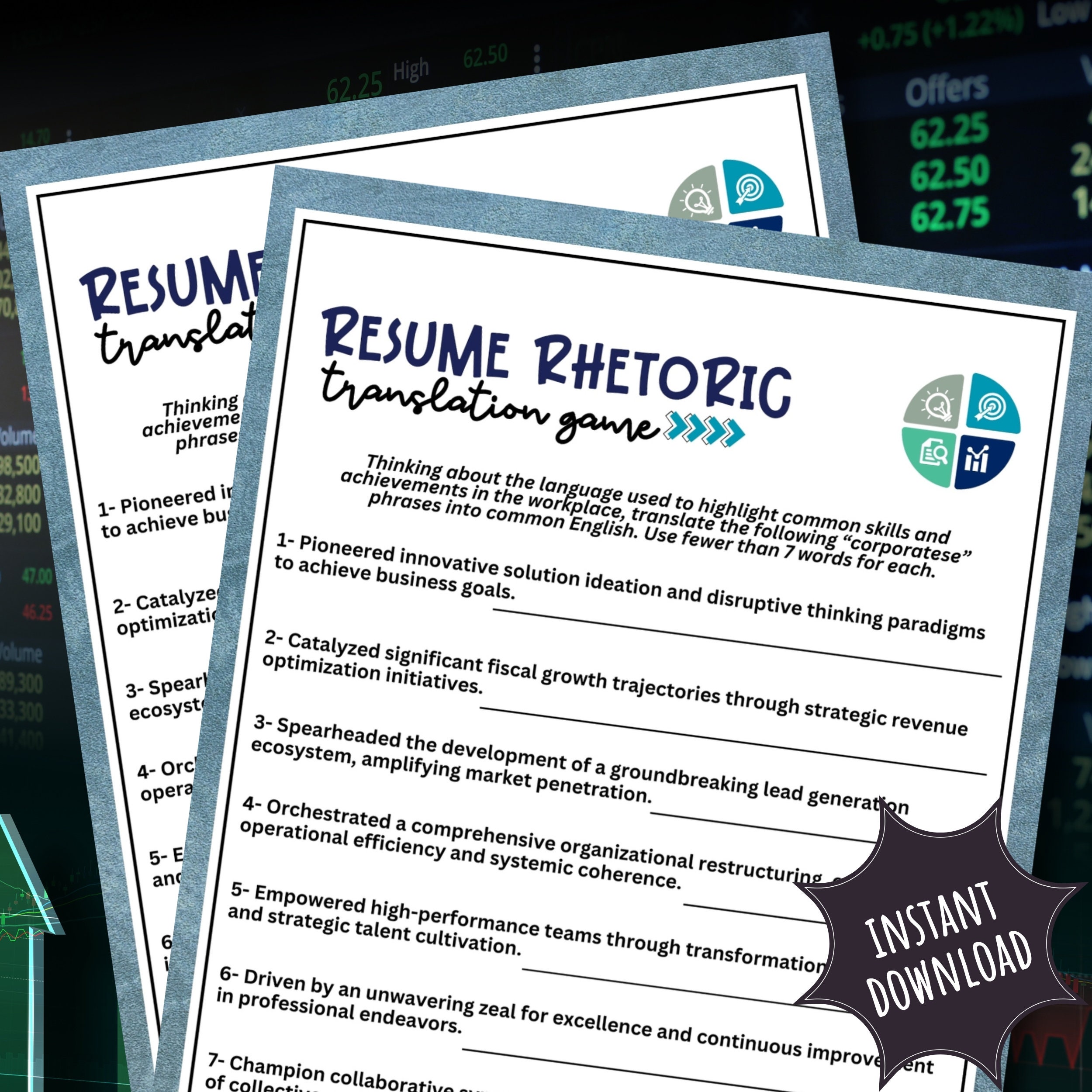 Resume Rhetoric Game: Office Party Icebreaker (PDF Download) - Etsy