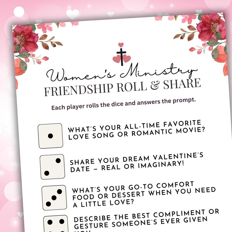 Women's Ministry Valentine's Roll & Share Dice Game - 2 Games in 1 - Etsy