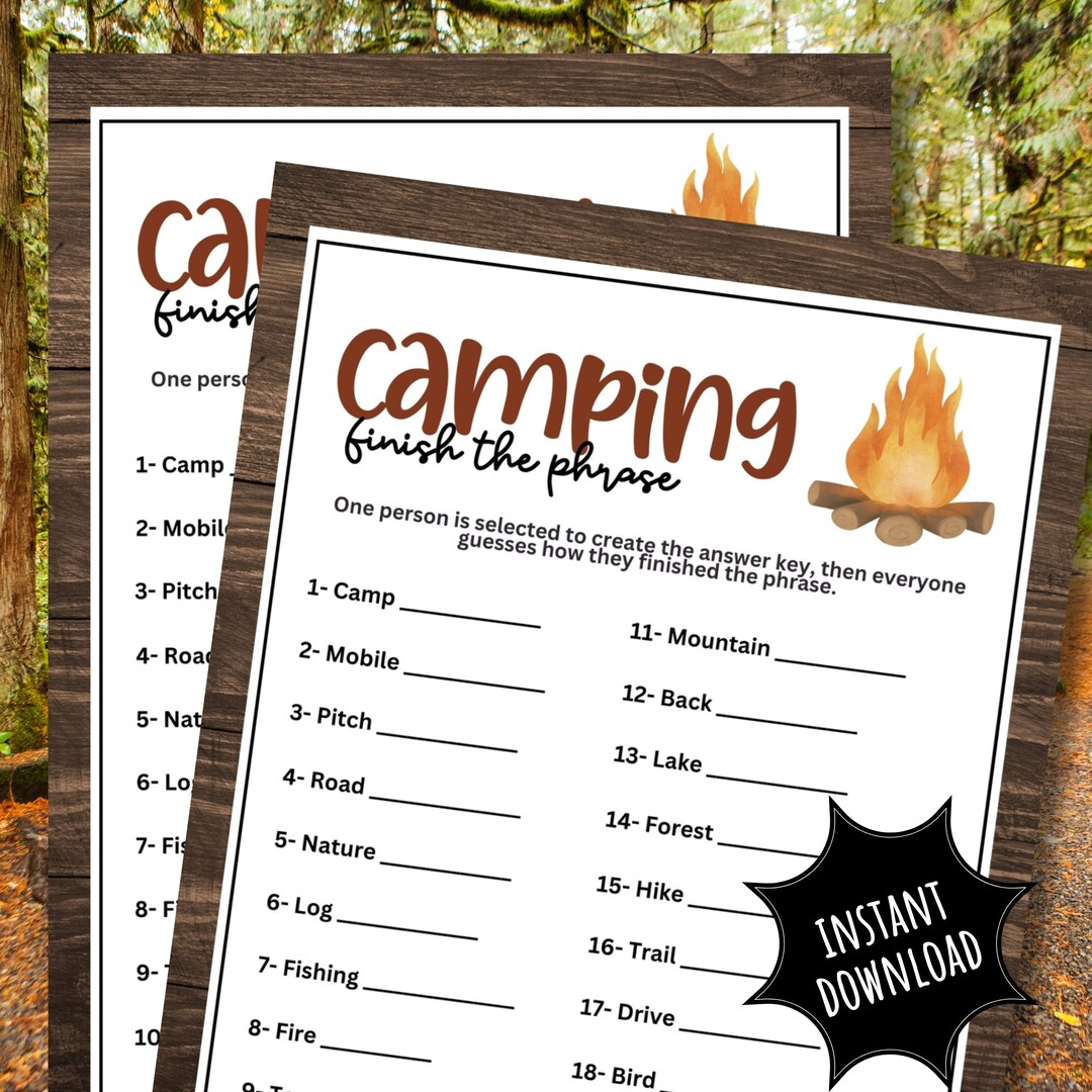 Camping and RV Road Trip Party Game for Kids Teens and Adults for ...