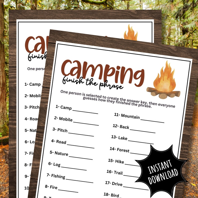 Camping and RV Road Trip Party Game for Kids Teens and Adults for ...