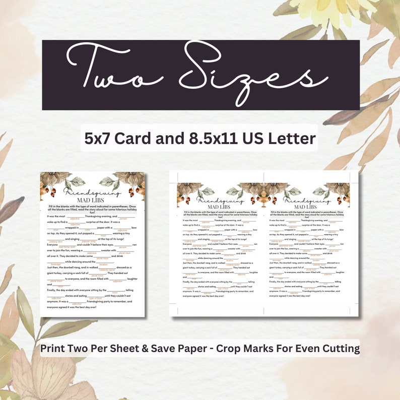 Friendsgiving Mad Lib Story Telling Fill in the Blank Funny Hilarious ...