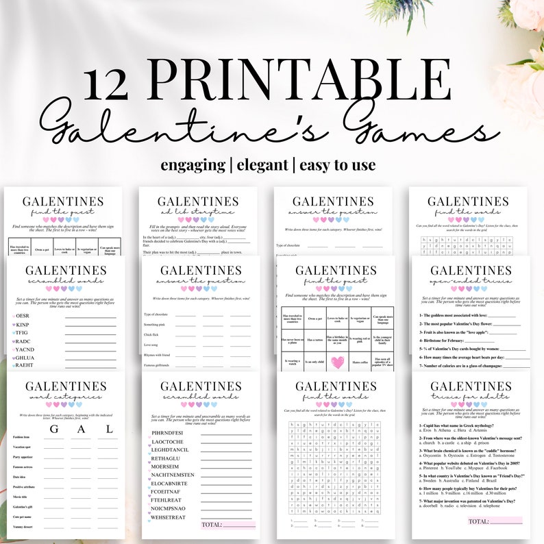 Galentines Trivia Pop Quiz Fun Questionnaire for Girls Night Ladies ...